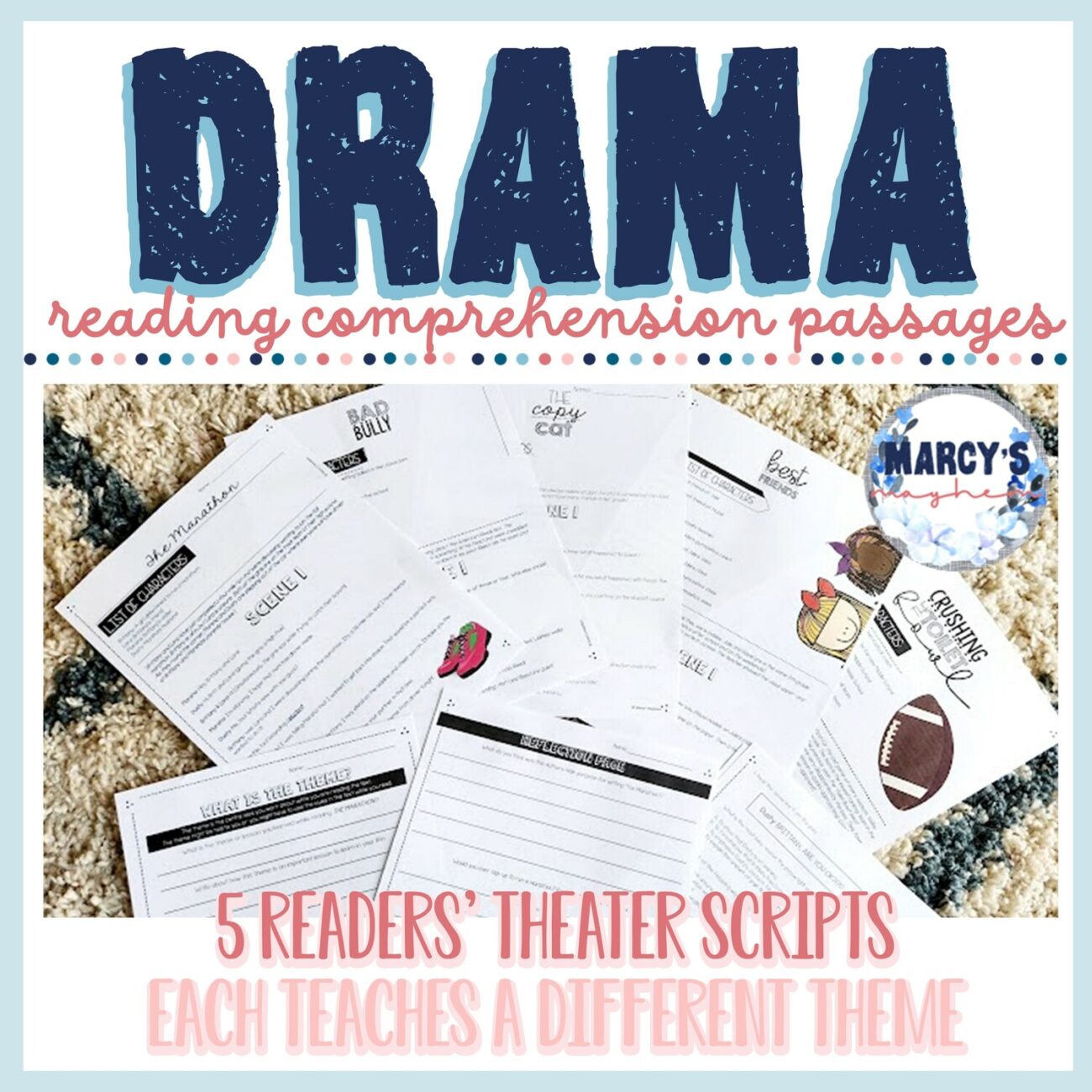 DRAMA Reading Comprehension Passages 4th, 5th - Marcys Mayhem