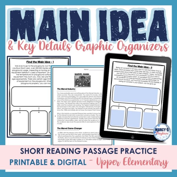 Main Idea and Key Details Graphic Organizer - Marcys Mayhem
