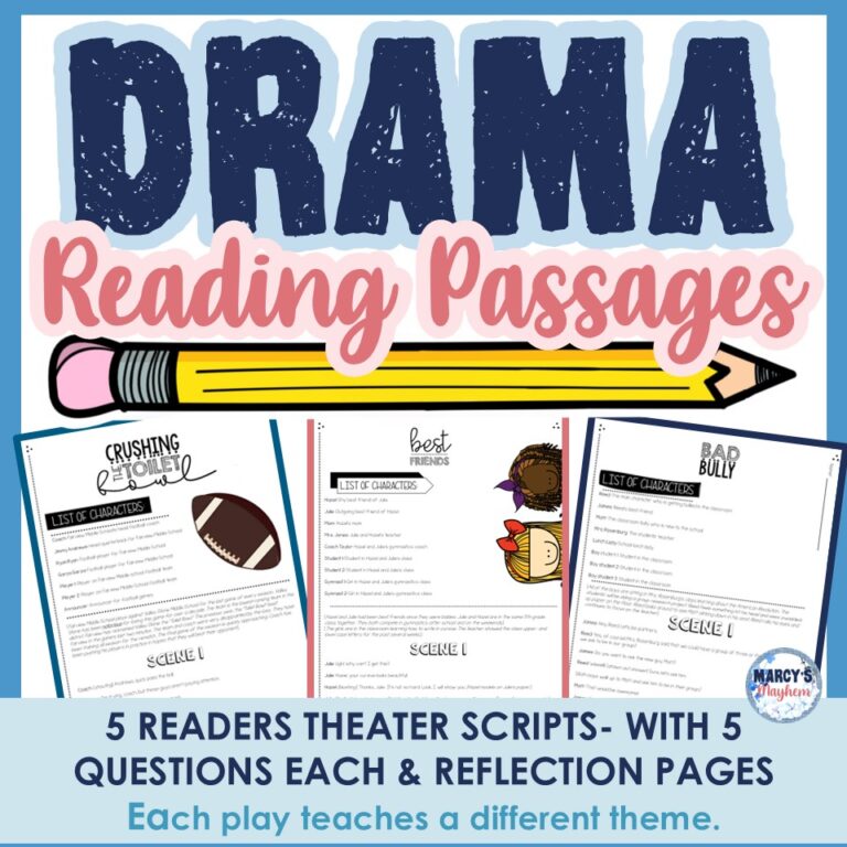 Elements of Drama Worksheets Reading Comprehension Passages 4th 5th ...