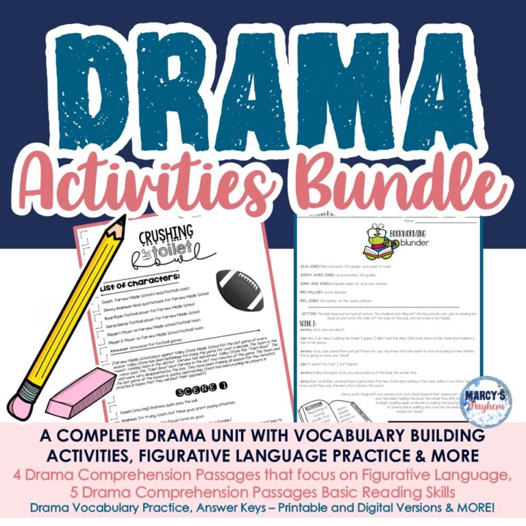 Elements of Drama Worksheets Dramatic Play with Figurative Language ...