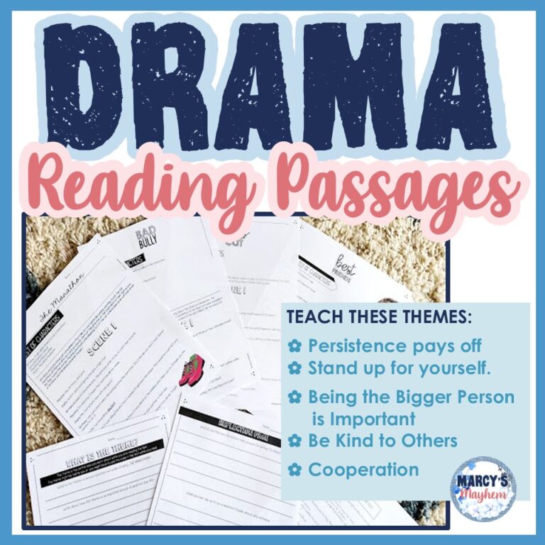 Elements of Drama Worksheets Reading Comprehension Passages 4th 5th ...