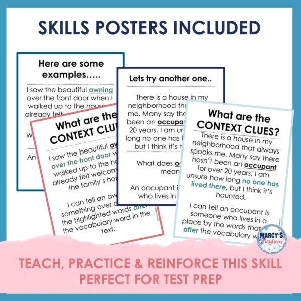 Context Clues Task Cards 3rd 4th Grade - Marcys Mayhem