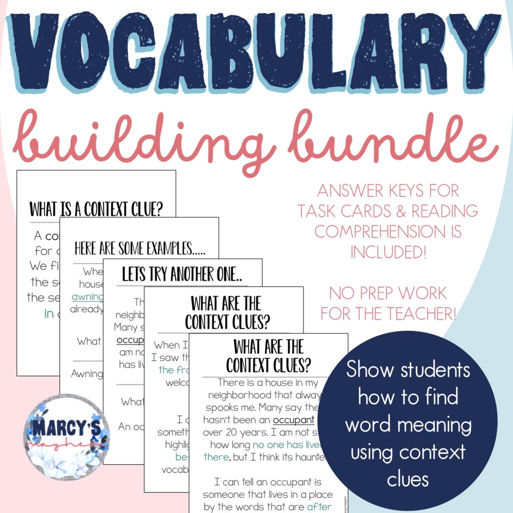 Vocabulary Building Activities for 3rd 4th 5th Grade - Marcys Mayhem