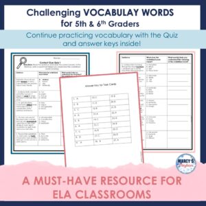 Context Clues Task Cards Practice Worksheet Vocabulary Activities 5th ...