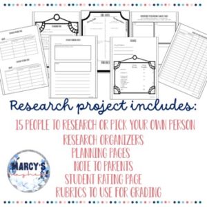 Famous person 20th century research Project for 4th & 5th grade ...