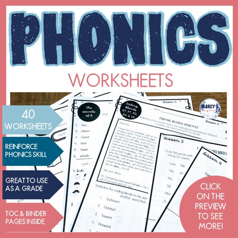 NO PREP phonics worksheets older students BUNDLE - Marcys Mayhem