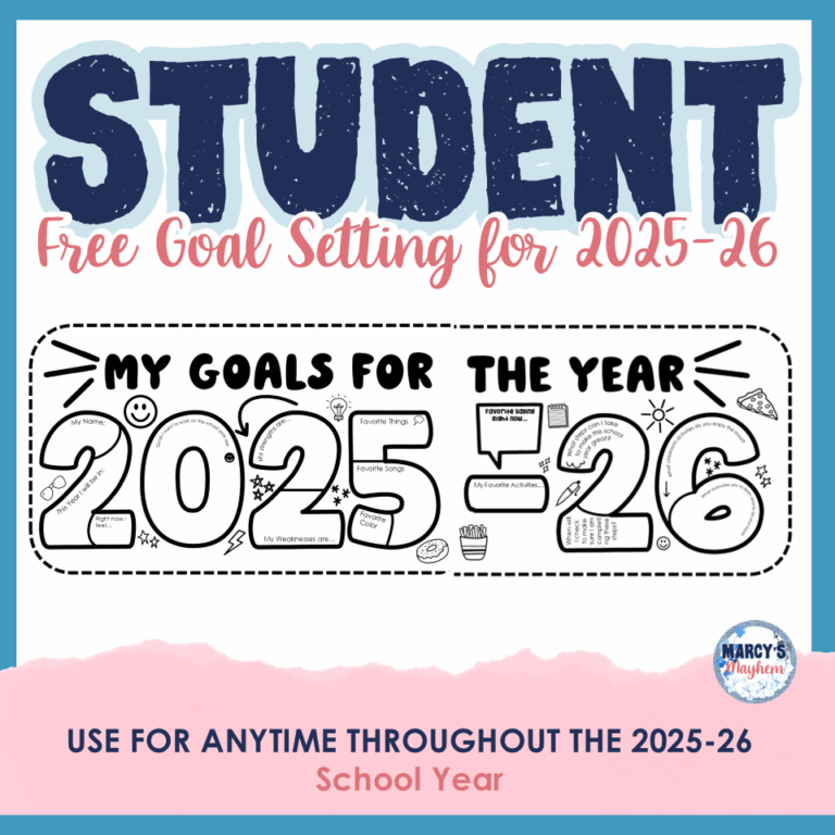 Free Goal Setting for Students Printable Back-to-School Worksheet ...